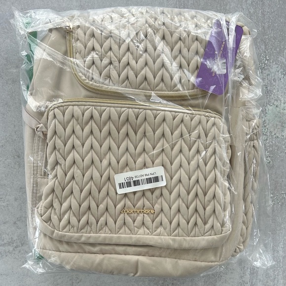 Bags | Stylish Quilted Compact Diaper Bag Backpack In Cream Nwt | Poshmark